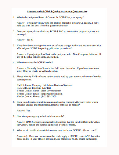 10+ Quality Assurance Questionnaire Templates in PDF | Microsoft Word