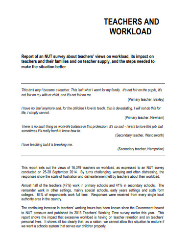 FREE 10+ Teacher Workload Survey Templates in PDF | MS Word