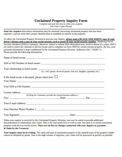 22+ Property Inquiry Form Templates in PDF | DOC