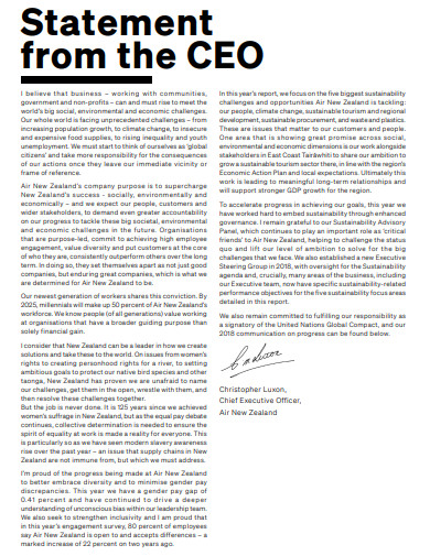 20+ CEO Statement Templates in PDF | DOC
