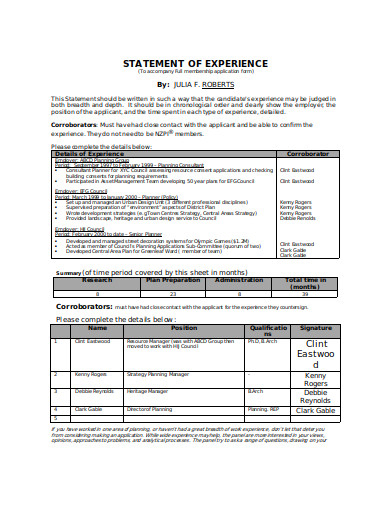 20+ Statement of Experience Templates in PDF | DOC