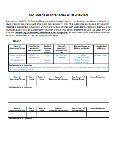 20+ Statement of Experience Templates in PDF | DOC