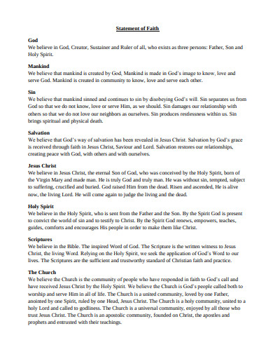 22+Statement of Faith Templates in PDF | DOC