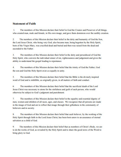 22+Statement of Faith Templates in PDF | DOC