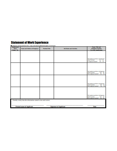 20+ Statement of Experience Templates in PDF | DOC