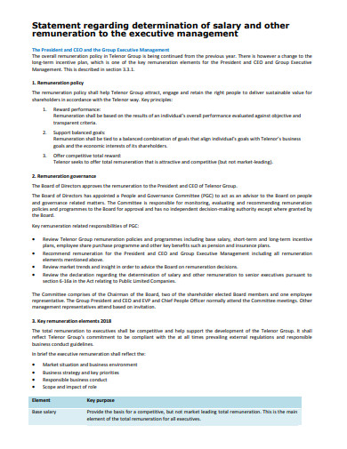 9+ Salary Statement Templates in PDF | DOC | XLS