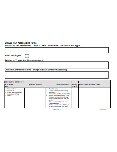 9+ Stress Assessment Questionnaire Templates in PDF
