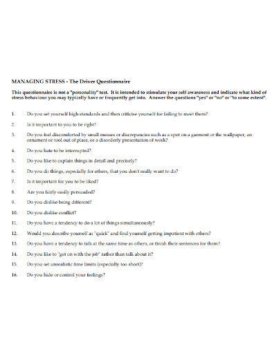 21+ Driver Questionnaire Templates in PDF | DOC | XLS