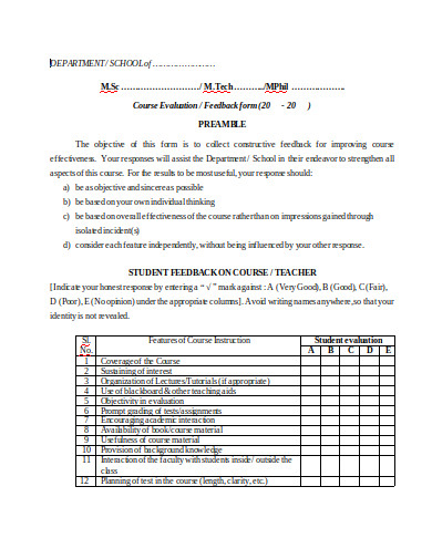 22+ Student Feedback Form Templates in PDF | DOC