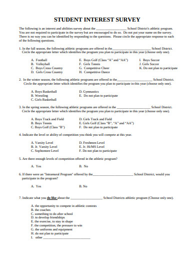 16+ Student Interest Survey Templates in PDF | DOC
