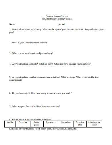 16+ Student Interest Survey Templates in PDF | DOC