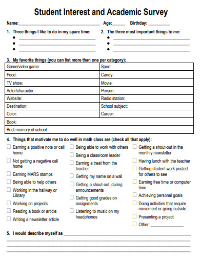 16+ Student Interest Survey Templates in PDF | DOC