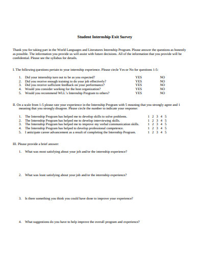 10+ Student Intern Survey Templates in PDF | DOC