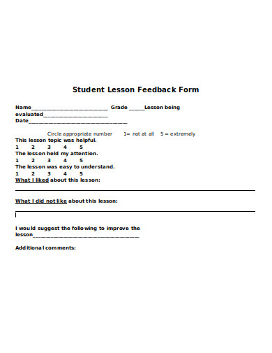 Lesson Plan Feedback Form