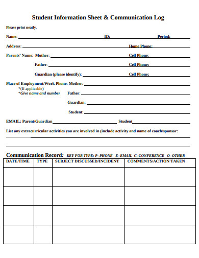 10+ Parent Communication Log Templates in PDF | DOC