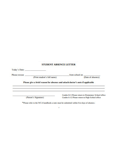 Free 13+ School Absence Letter Templates in PDF | DOC