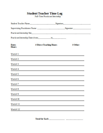 11+ Internship Time Log Templates in PDF | DOC