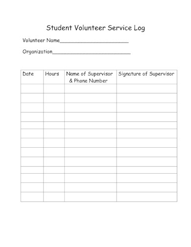 6+ Student Volunteer Service Log Templates in PDF