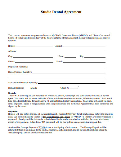 24+ Studio Rental Agreement Templates in PDF