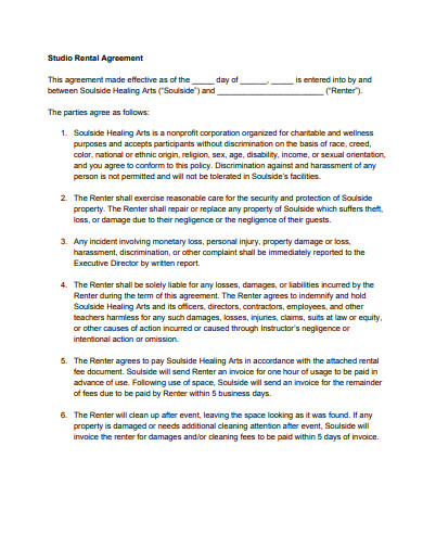 24+ Studio Rental Agreement Templates in PDF
