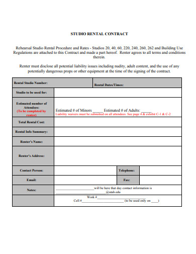 24+ Studio Rental Agreement Templates in PDF