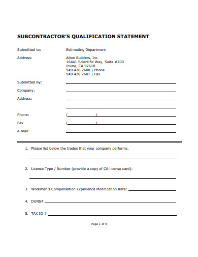 14+ Contractor Qualification Statement Templates in PDF | DOC