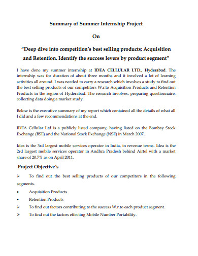 10+ Internship Summary Templates in PDF | DOC