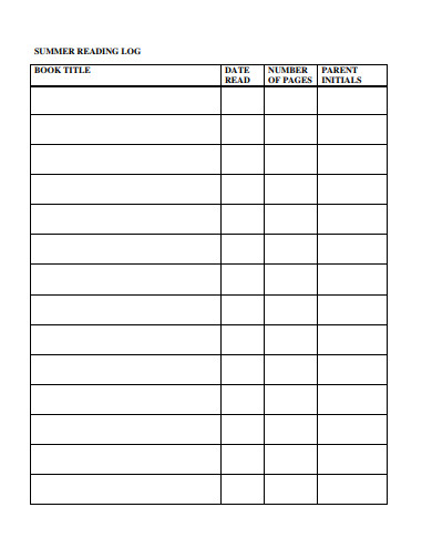 FREE 13+ Summer Reading Log Templates in PDF | MS Word