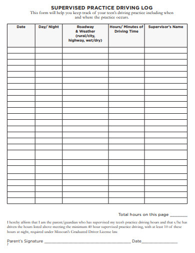 10+ Supervised Driving Log Templates in DOC | PDF