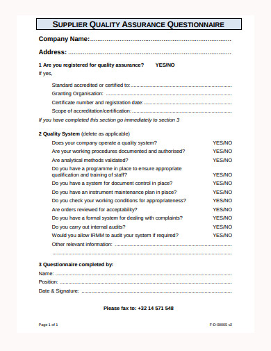 10+ Quality Assurance Questionnaire Templates in PDF | Microsoft Word