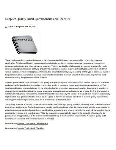 11+ Quality Audit Checklist Templates in PDF | DOC