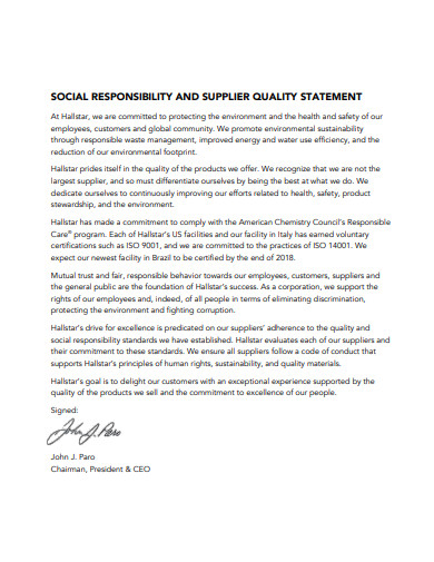 8+ Quality Statement Templates in PDF | DOC