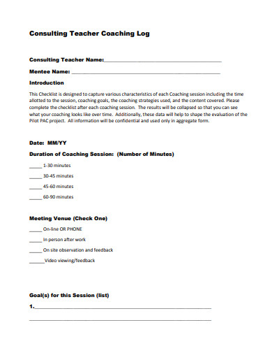FREE 10+ Coaching Log Templates in PDF | MS Word