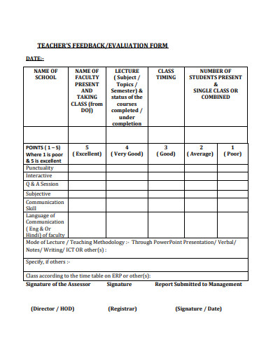11+ Teacher Feedback Form Templates in Doc | PDF