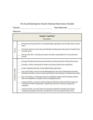 12+ Teacher Observation Checklist Templates in PDF | MS Word