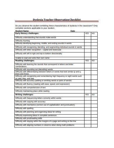 12+ Teacher Observation Checklist Templates in PDF | MS Word