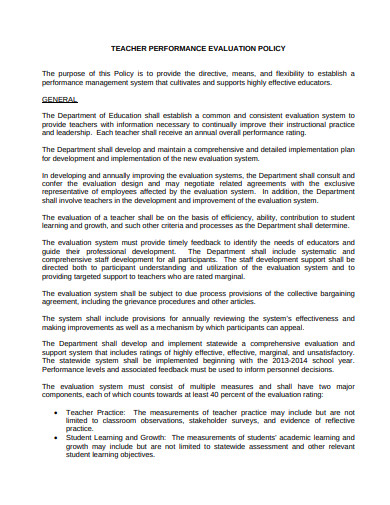10+ Teacher Performance Evaluation Templates in Doc | PDF