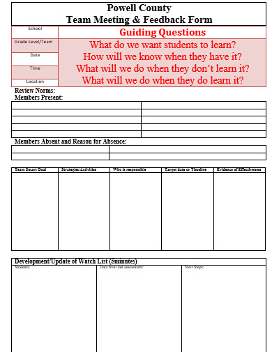 FREE 20+ Meeting Feedback Form Templates in PDF | MS Word