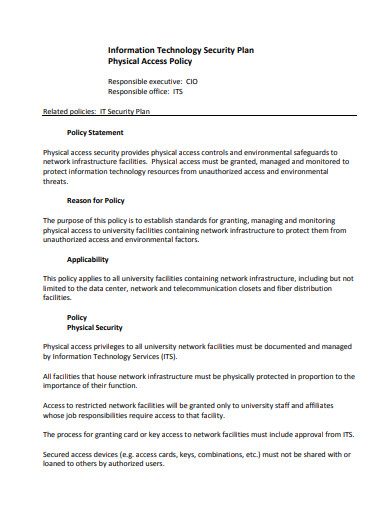 FREE 6 Physical Security Plan Templates In PDF MS Word