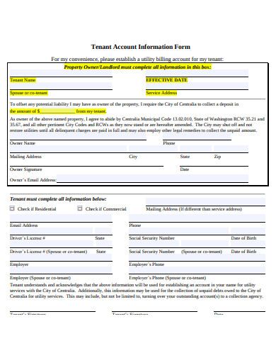 19+ Tenant Information Form Templates in PDF | DOC