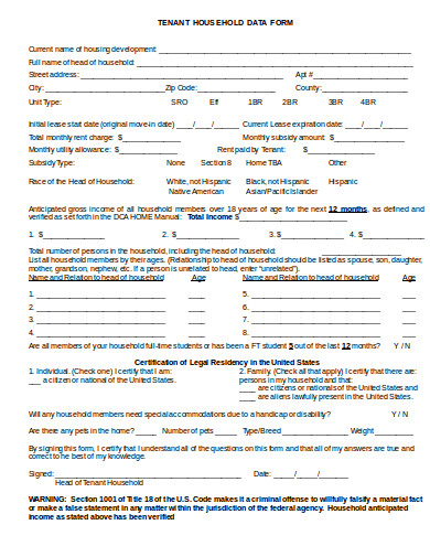 19+ Tenant Information Form Templates in PDF | DOC