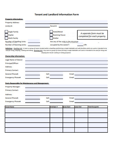 19+ Tenant Information Form Templates in PDF | DOC