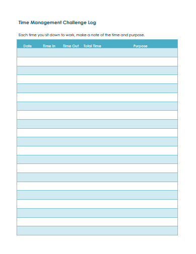 FREE 5+ Time Management Log Templates in PDF | MS Word