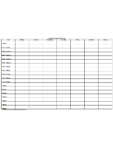 FREE 5+ Time Management Log Templates in PDF | MS Word