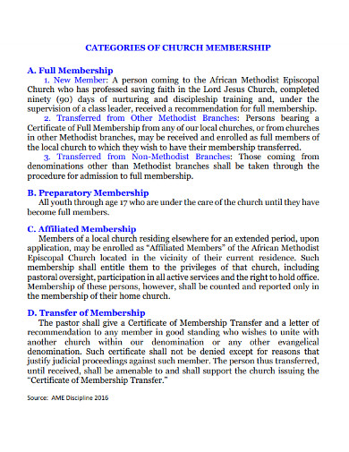 5+ Letter of Transfer of Church Membership Templates in PDF | DOC