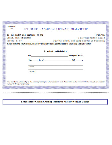5+ Letter of Transfer of Church Membership Templates in PDF | DOC
