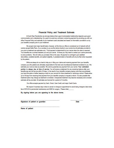 5+ Treatment Estimate Templates in PDF | DOC