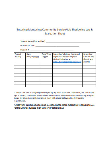 10+ Tutoring Log Sheet Templates in PDF | DOC