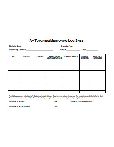 10+ Tutoring Log Sheet Templates in PDF | DOC