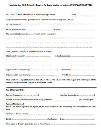 Free 13+ School Absence Letter Templates in PDF | DOC